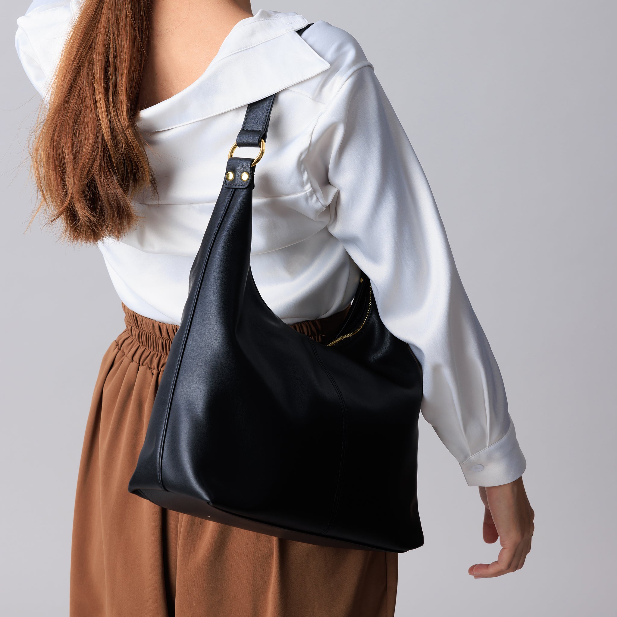 Natalie Leather Tote Bag - Black
