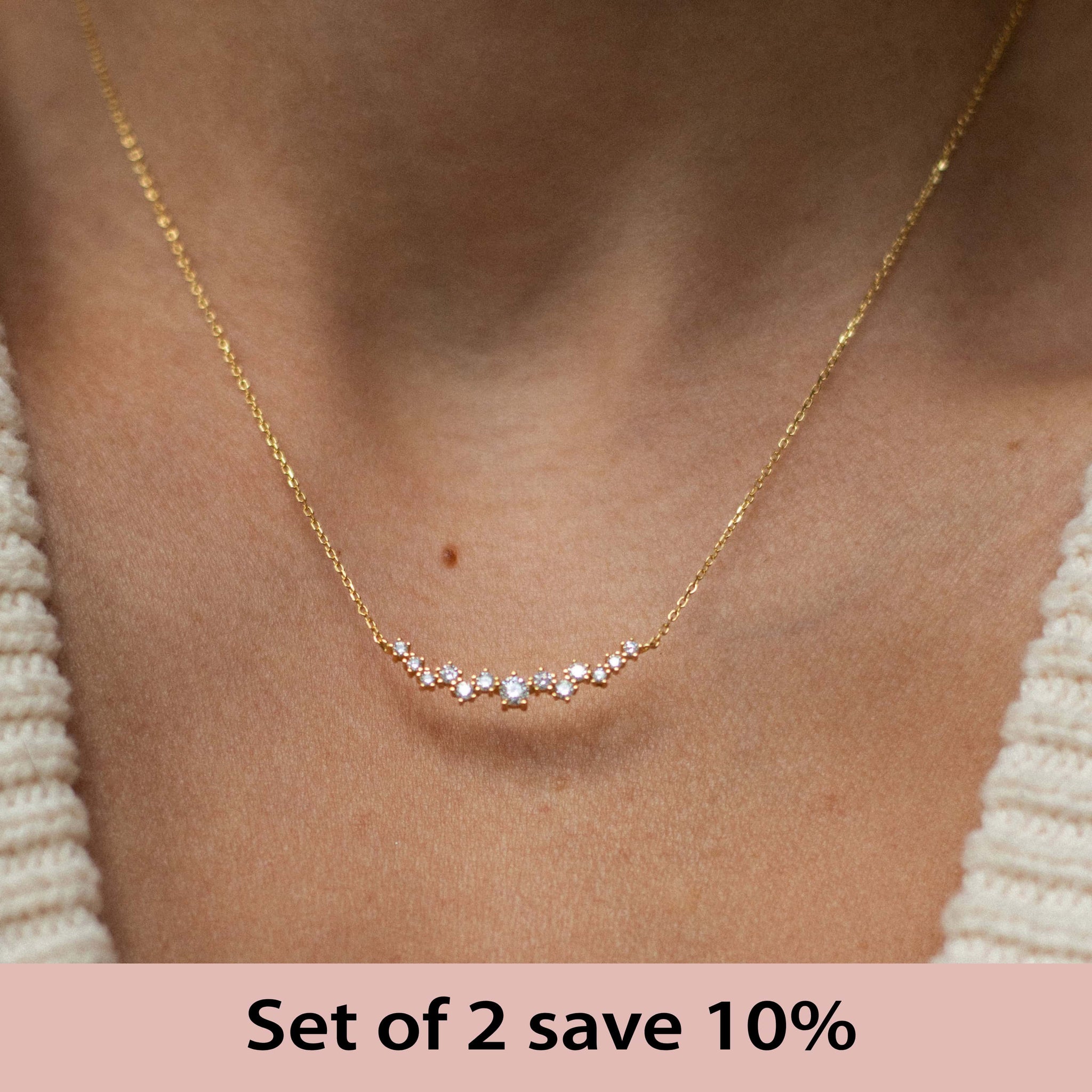 Belvia Cubic Zirconia Necklace Dainty Gold Silver Elegant Sparkle