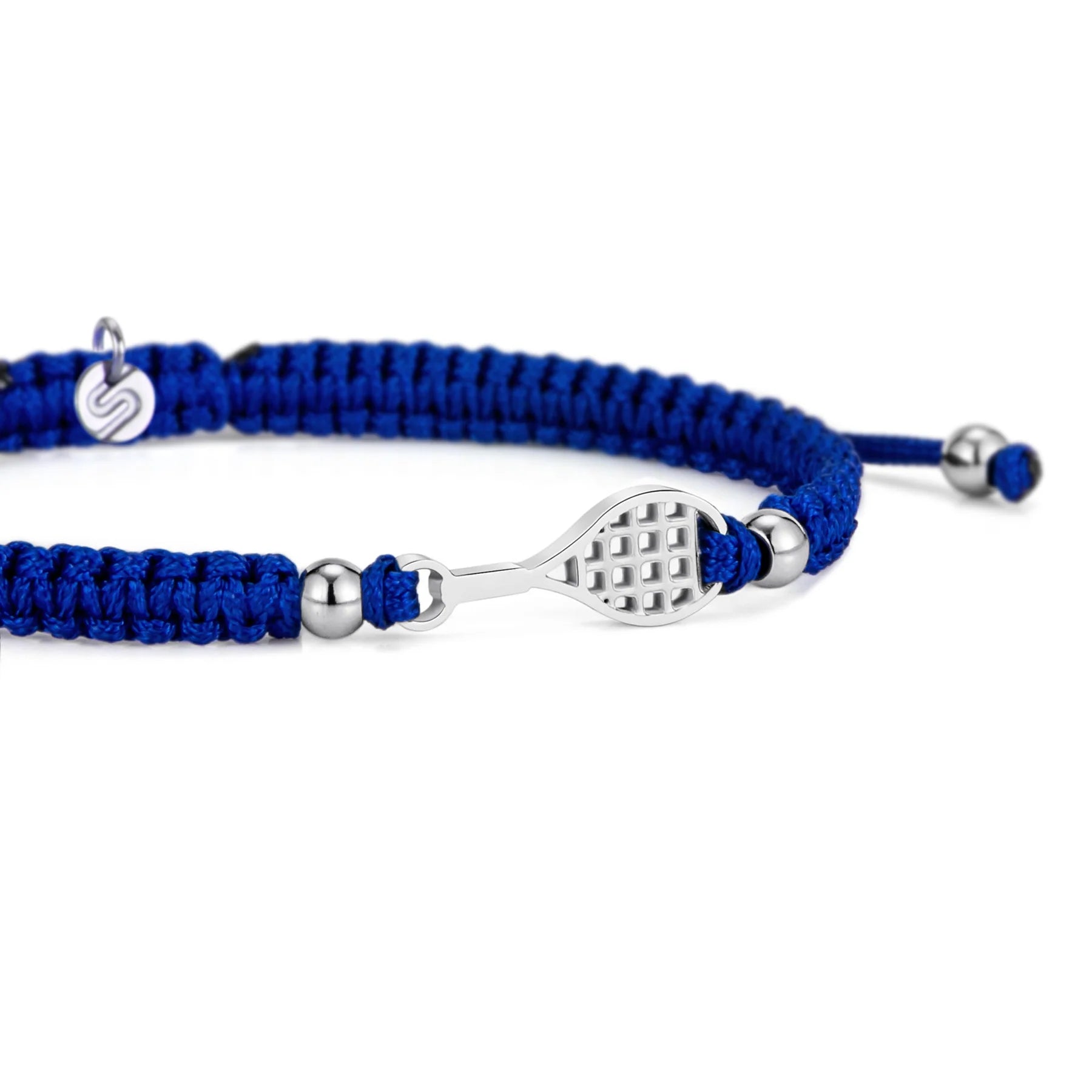 Silver Tennis Court Blue Braided Bracelet – Adjustable & Stylish