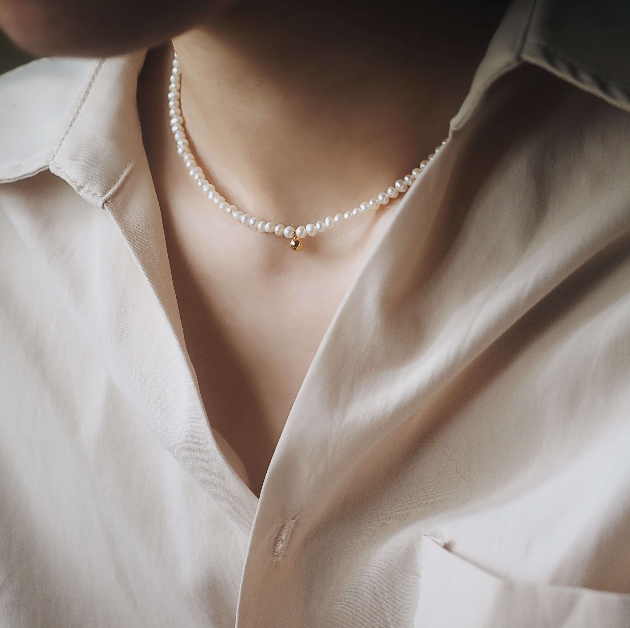 Tate Pearls Necklace Dainty Delicate Subtle Minimalist Fashion Jewelry